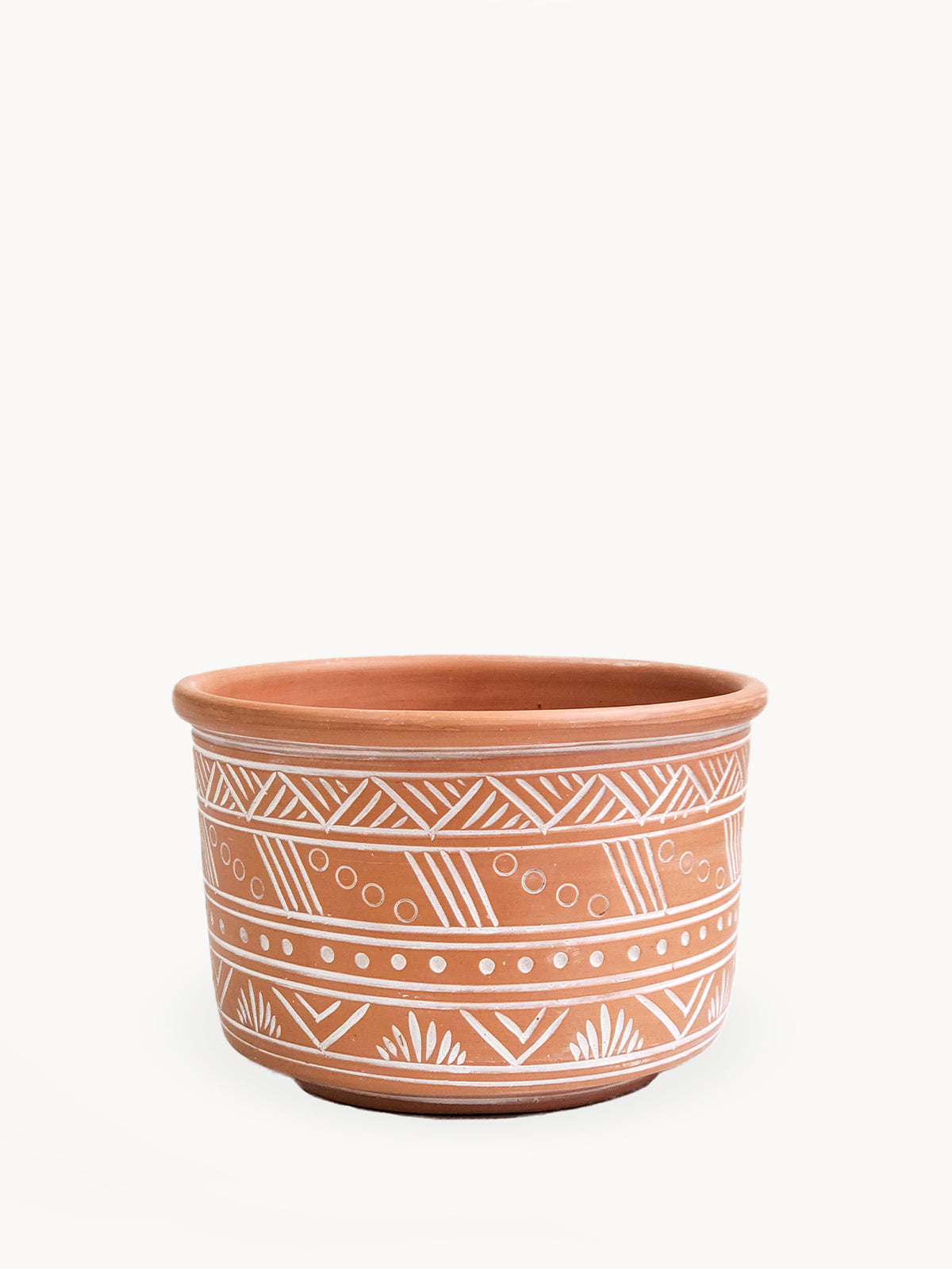 Large Hand Etched Terracotta Pot | Fair Trade Clay Planter