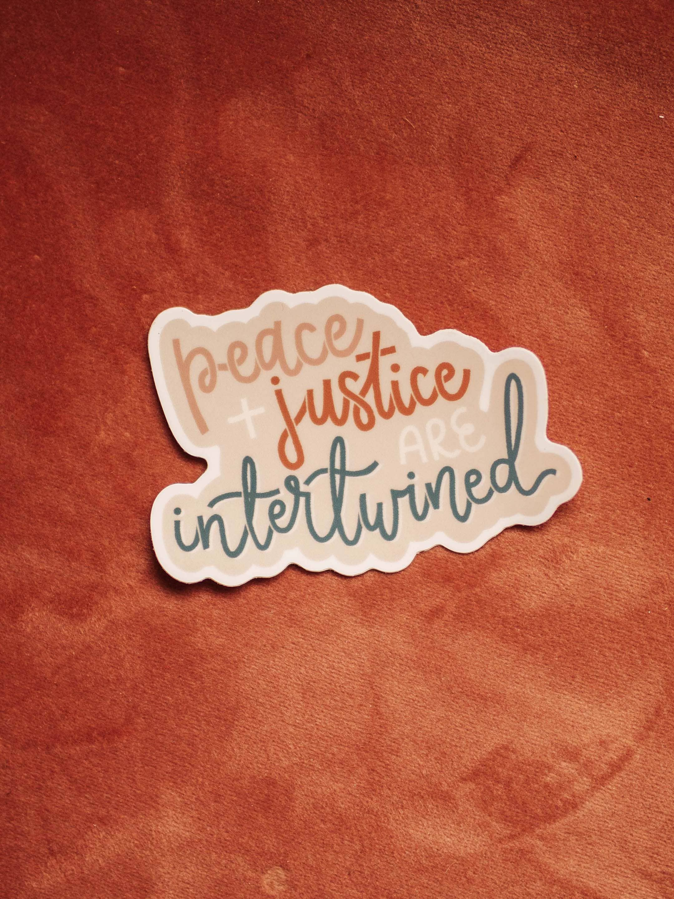 Sticker | Peace + Justice – Ethical Trade Co